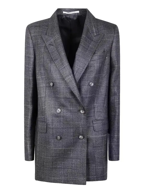 Tagliatore Checked Double-breasted Jacket - Black