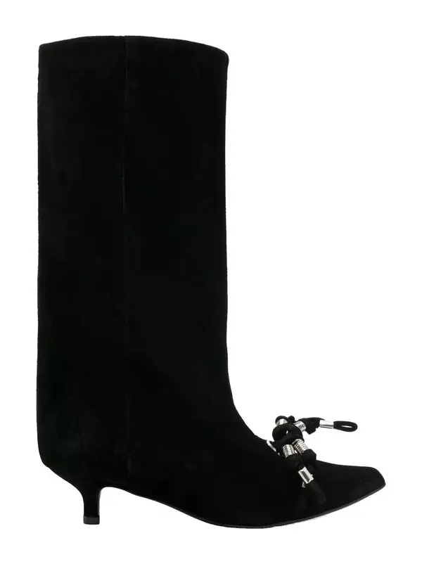Toga 45mm Knotted-tassel Suede Boots - Black