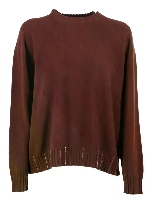 Fabiana Filippi Ribbed-hem Crew-neck Sweater - Brown