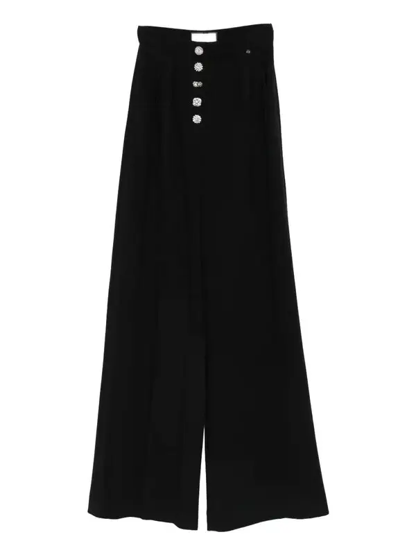 NISSA Pleated Crystal-embellished Trousers - Black
