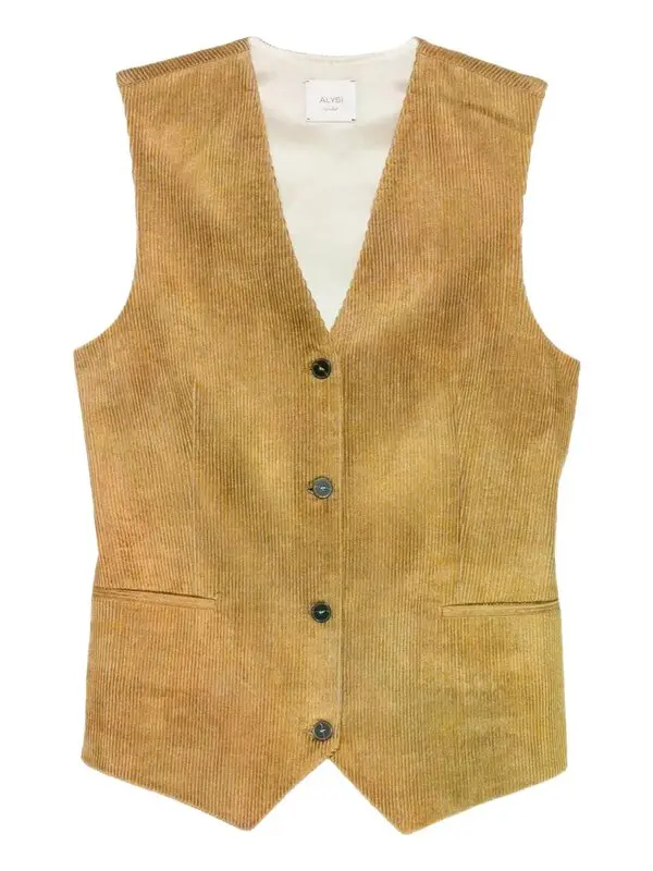 ALYSI Corduroy Button-fastening Waistcoat - Neutrals