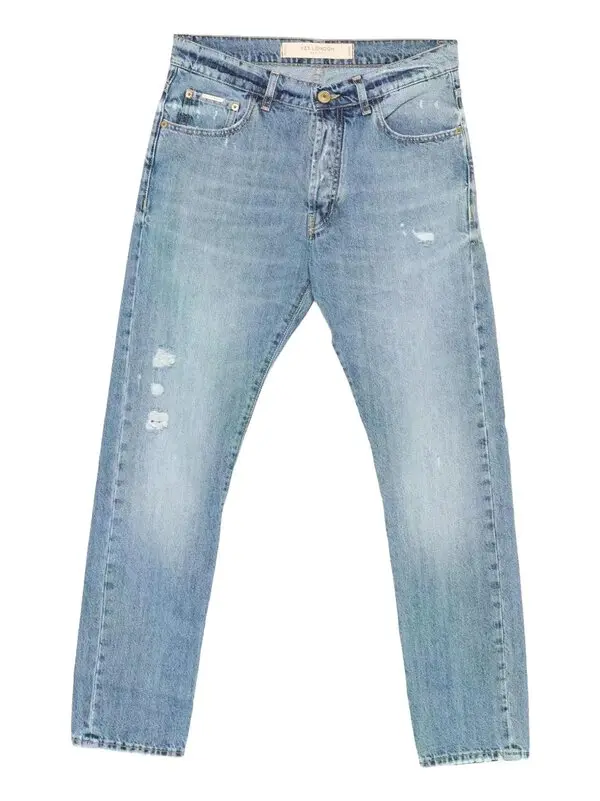 YES LONDON Distressed Straight Leg Jeans - Blue