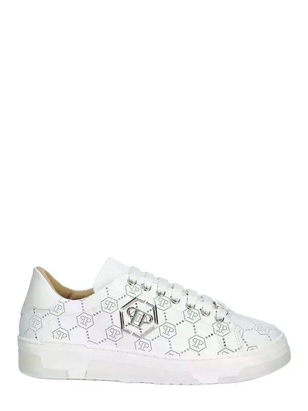 Philipp Plein Logo-plaque Perforated Sneakers - White