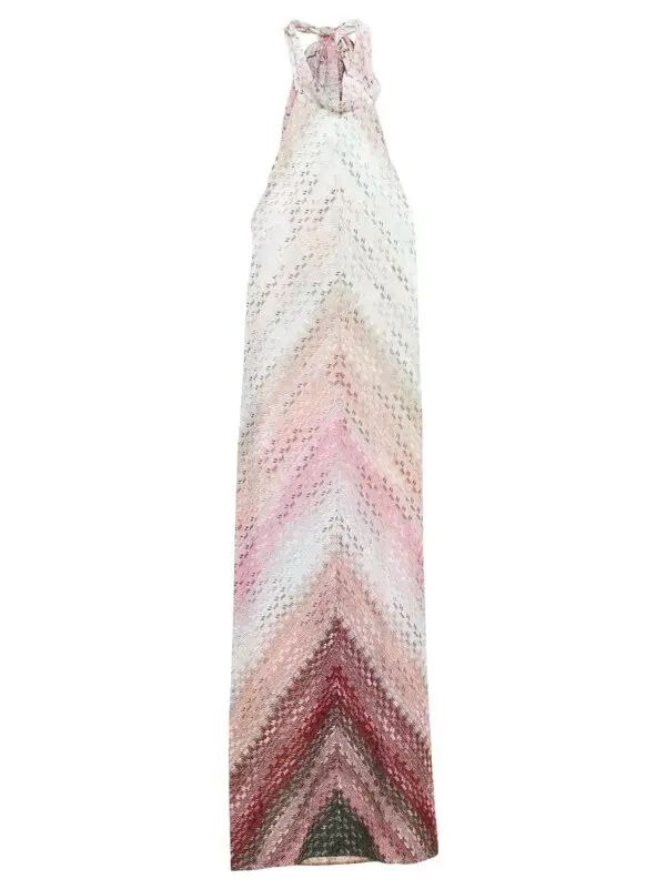 Missoni Chevron High-neck Maxi Dress - Pink