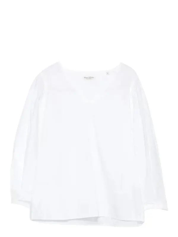 Marc O'polo Blouse V-neck Organic Cotton - White
