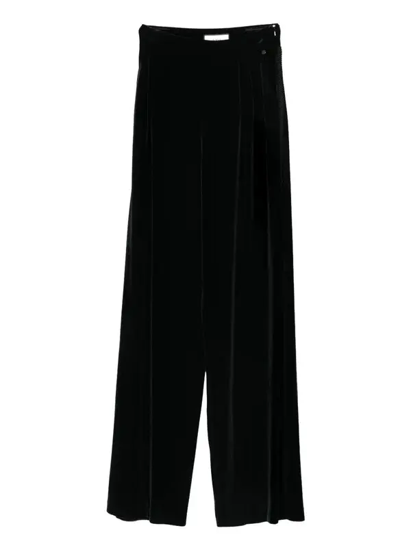 NISSA Pleated Textured Trousers - Black