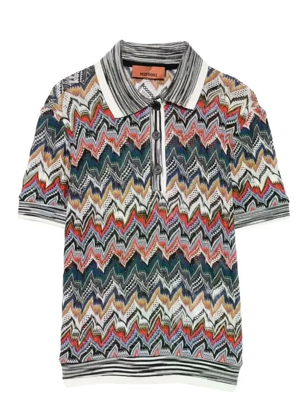 Missoni Zigzag Knit Polo Shirt - Brown