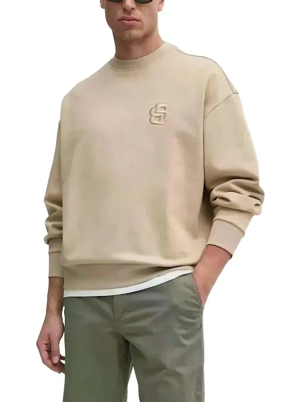 BOSS Crew-neck Sweatshirt With Logo Embroidery - Neutrals