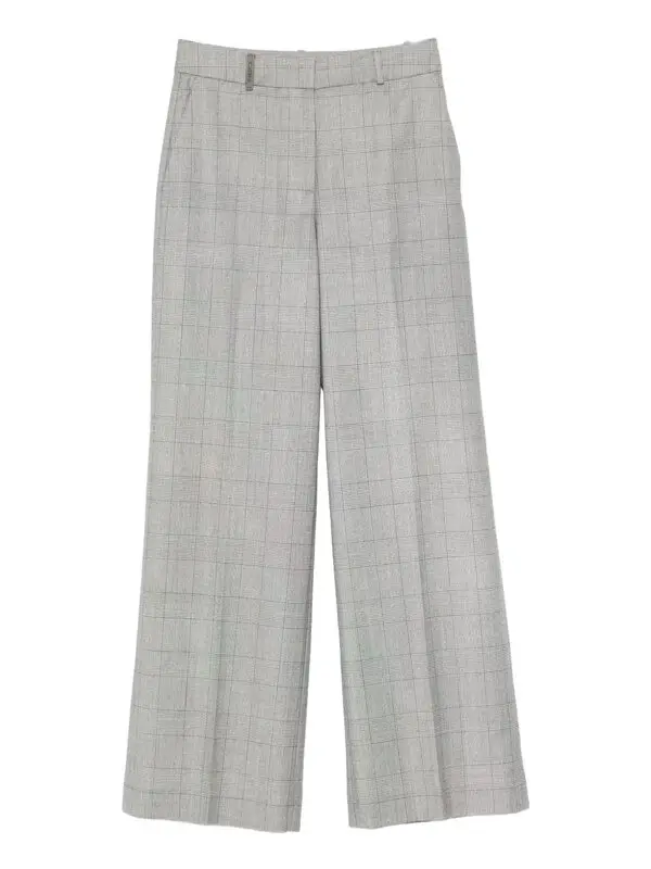 Peserico Checked Straight-leg Trousers - Grey