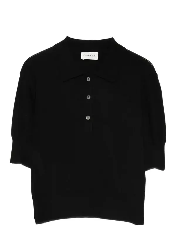 P.a.r.o.s.h Puff-sleeve Polo Top - Black