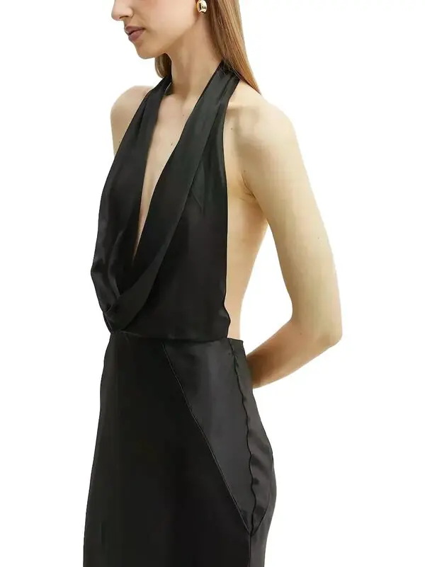 Bardot Backless Cowl Neck Maxi Dress - Black