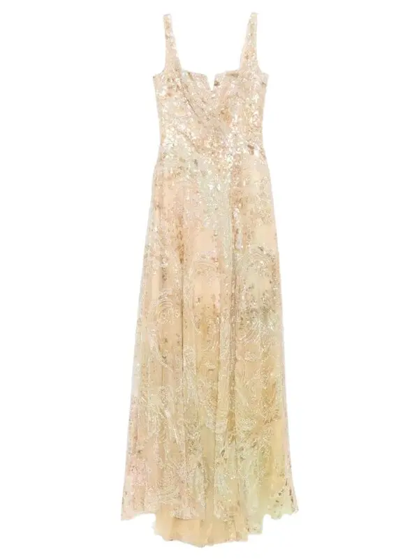 SAIID KOBEISY Sequin-embellished Long Dress - Neutrals