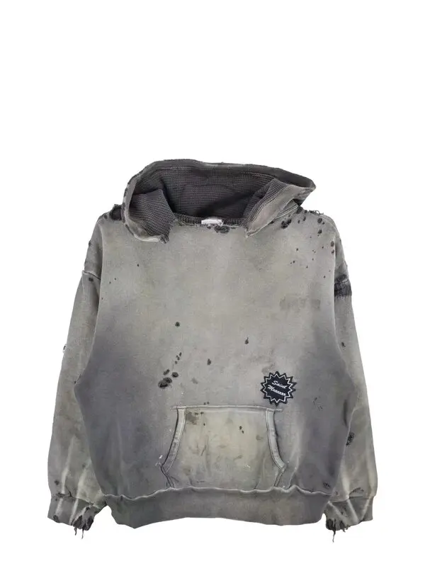 SAINT MXXXXXX Distressed-detail Hoodie - Grey