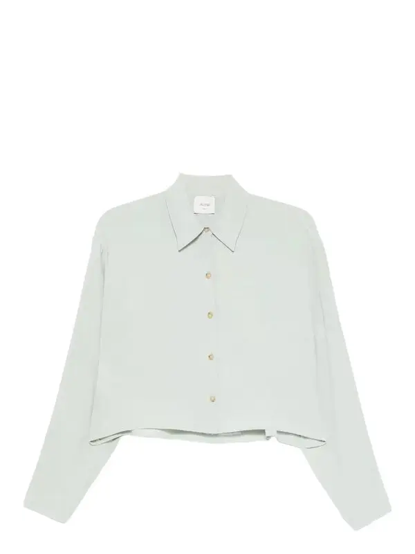 ALYSI Button-front Silk Blouse - Green