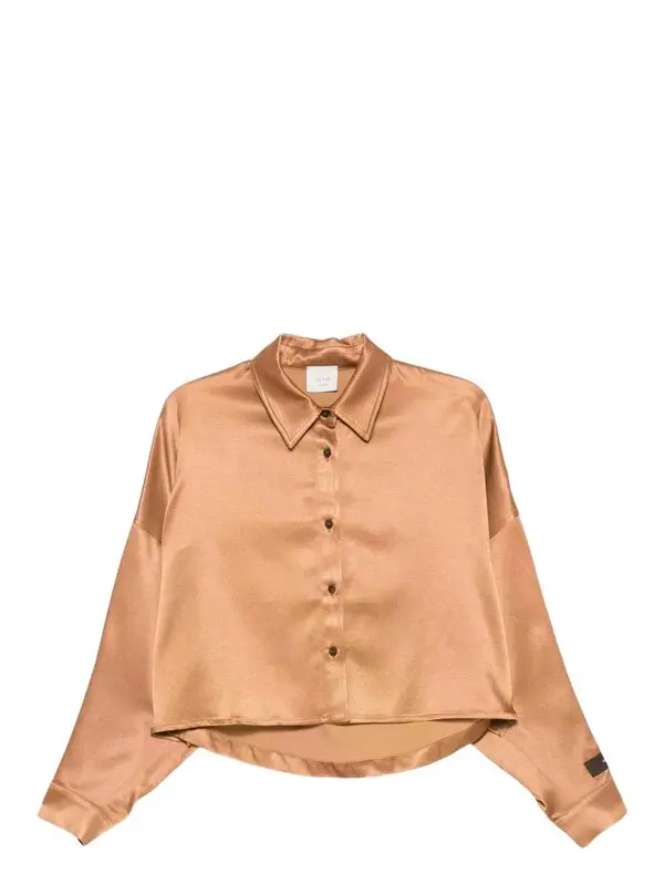 ALYSI Long-sleeved Cropped Shirt - Brown