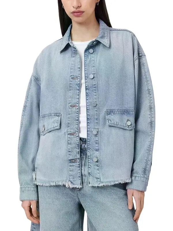 ALLSAINTS Frayed-hem Denim Jacket - Blue