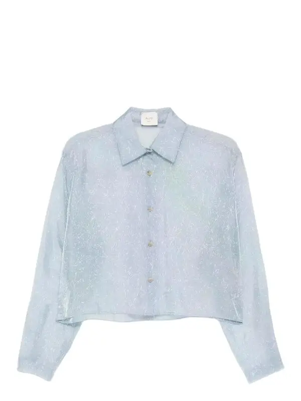 ALYSI Speckled Cropped Shirt - Blue