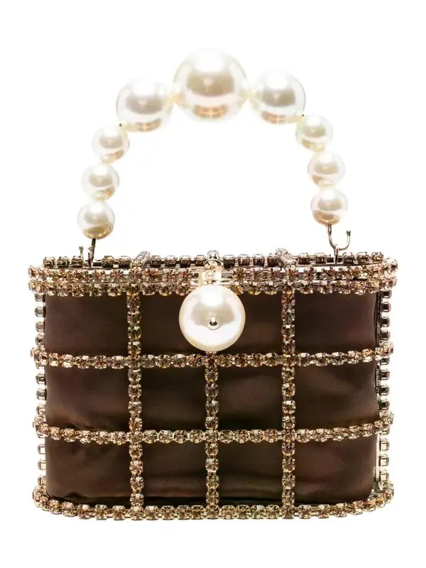 Rosantica Mini Holli Crystal-embellished Bucket Bag - Brown