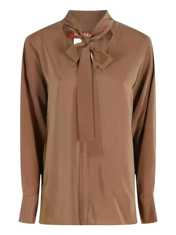Max Mara Silk Bow-collar Blouse - Brown
