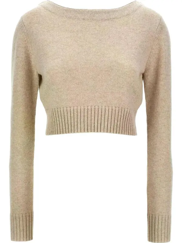 Max Mara Boat-neck Cuffed-sleeve Sweater - Neutrals