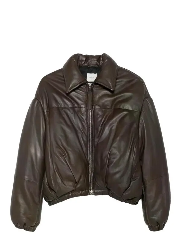 ALYSI Quilted Leather Jacket - Brown