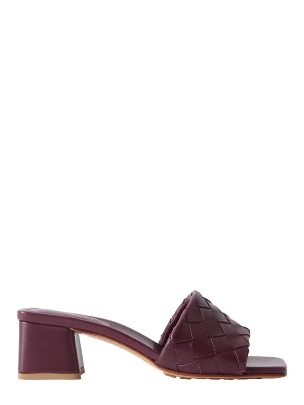 Bottega Veneta Riva Intrecciato Leather Mules - Red