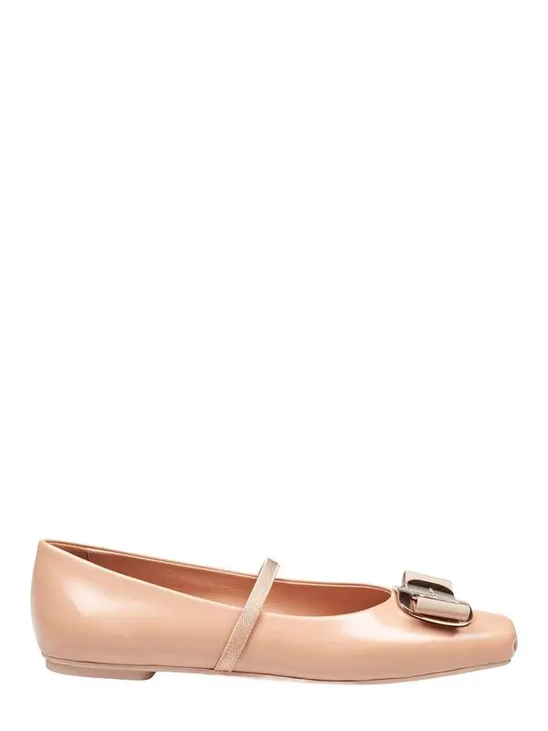 FERRAGAMO Soft Leather Ballerina Flat - Amaretti