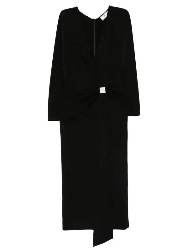 NISSA Crystal-embellished Midi Dress - Black