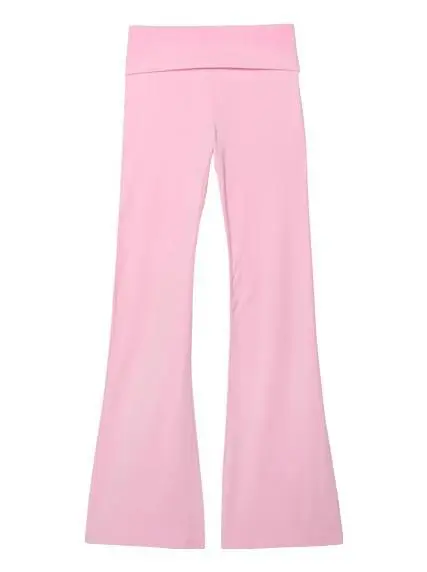 Pink X Loveshackfancy Washed Cotton Foldover Flare Leggings - Pink Lollipop