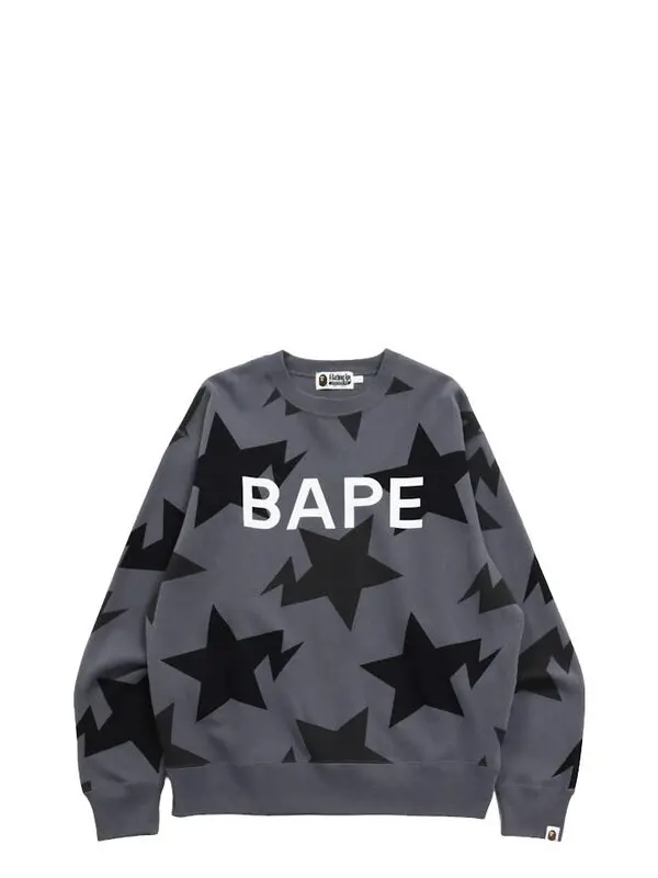 BAPE Sta Pattern Relaxed Fit Crewneck Sweatshirt - Black
