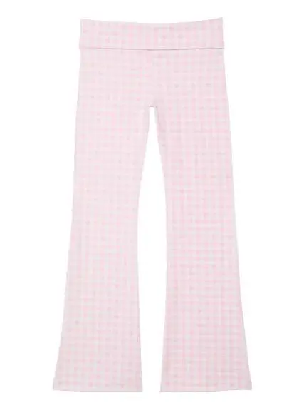 Pink X Loveshackfancy Cotton Foldover Flare Leggings - Icon Gingham