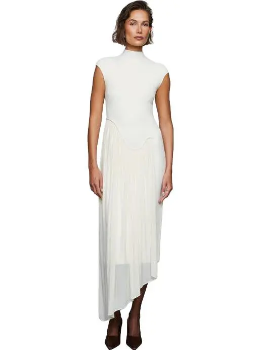 ET OCHS Francis Knit Combo Midi Dress - Ivory