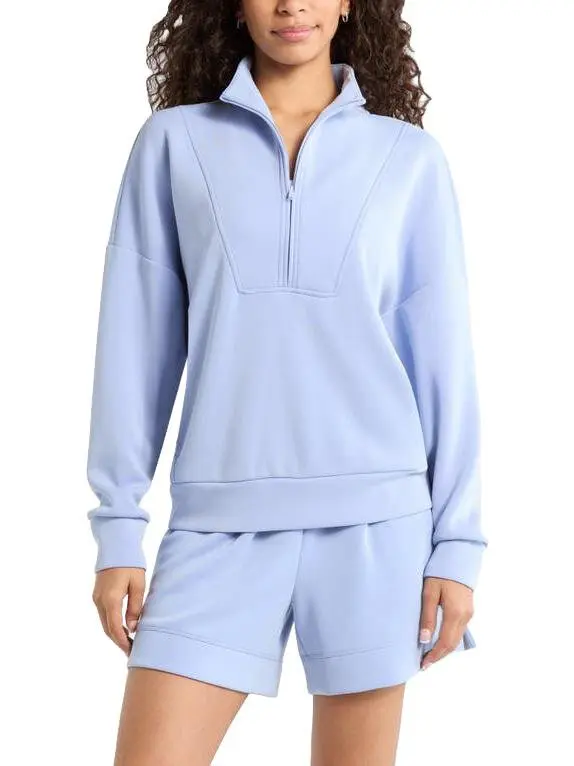 Zella Ultra Soft Half Zip Pullover - Blue Stork
