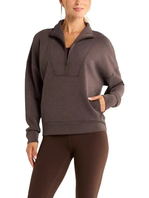 Zella Ultrasoft Half Zip Pullover - Brown Mole Heather