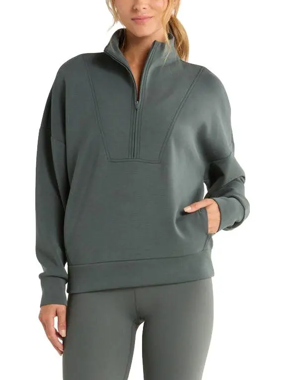 Zella Ultrasoft Half Zip Pullover - Green Urban