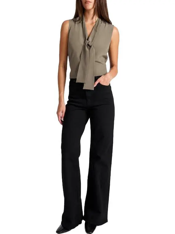 Santorelli Teca Silk Sleeveless Tie-neck Blouse - Sahara