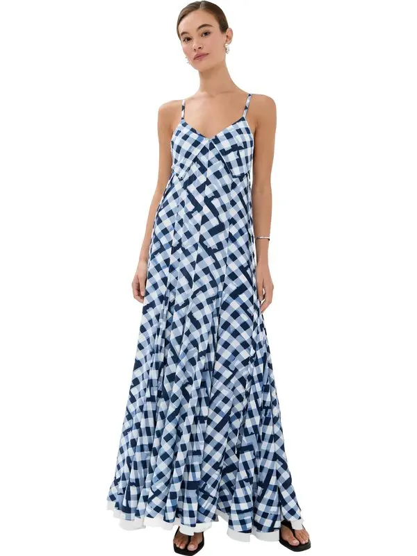 Proenza Schouler June Printed Maxi Dress - Dark Navy Multi