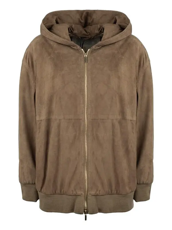 Max Mara Suede Hooded Jacket - Brown