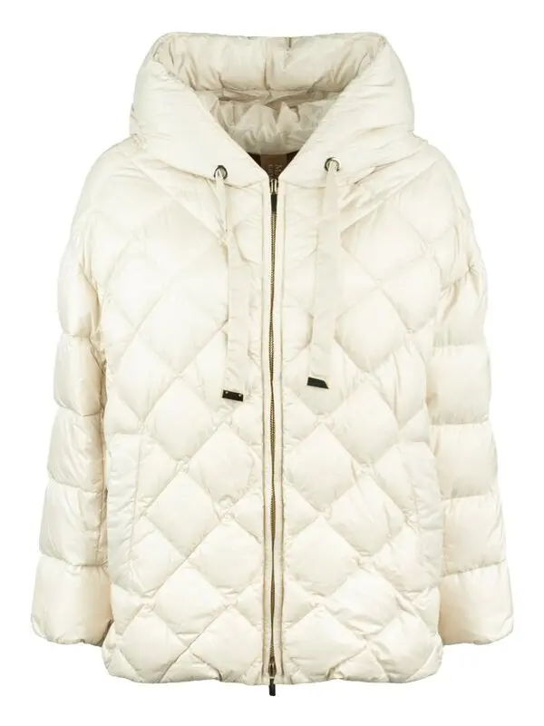 Max Mara Padded Diamond Pattern Short Down Jacket - Beige