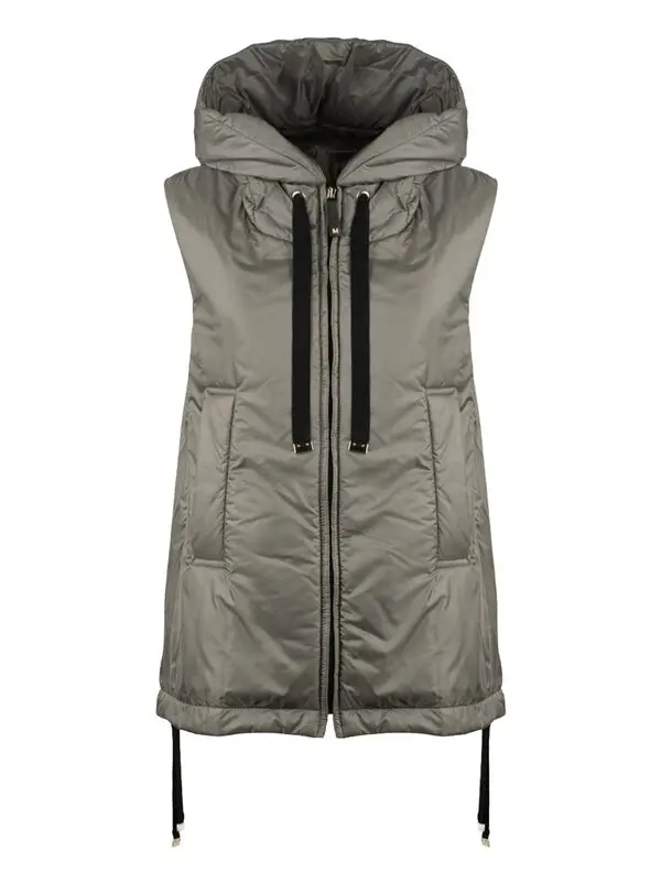 Max Mara Padded Canvas Vest With Hood - Gray