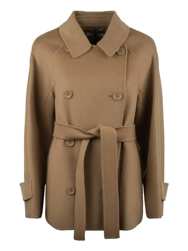 Max Mara Short Double Wool Trench Coat - Beige