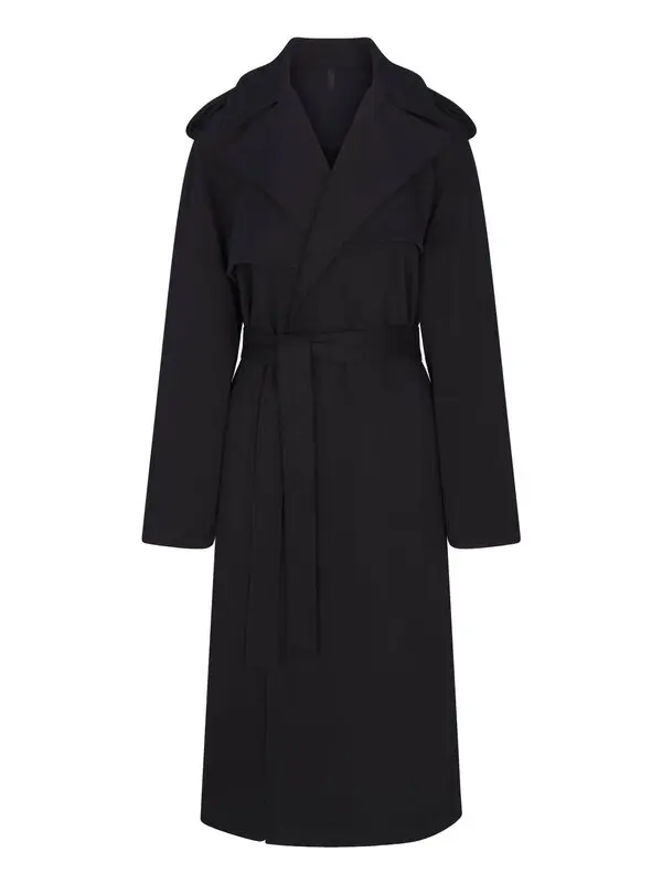 SKIMS Oversized Boyfriend Fleece Trench Coat - Onyx