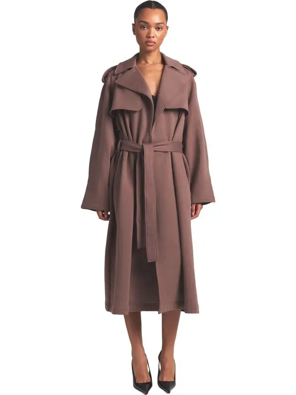 SKIMS Boyfriend Fleece Oversized Trench Coat - Umber