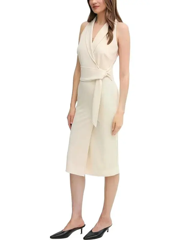 SANDRO FERRONE V-neck Midi Dress - Neutrals