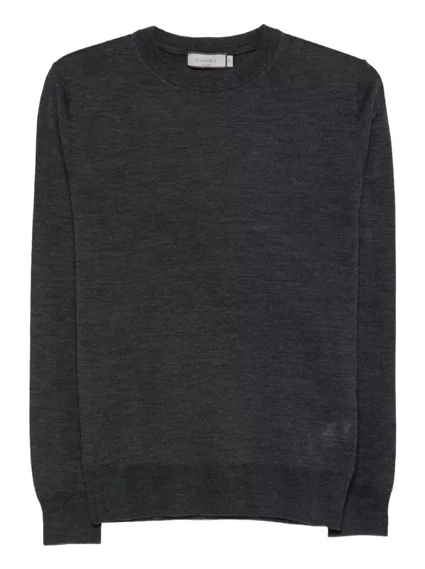 Canali Crew-neck Wool T-shirt - Grey
