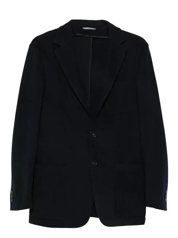 Canali Patch-pocket Knitted Blazer - Blue