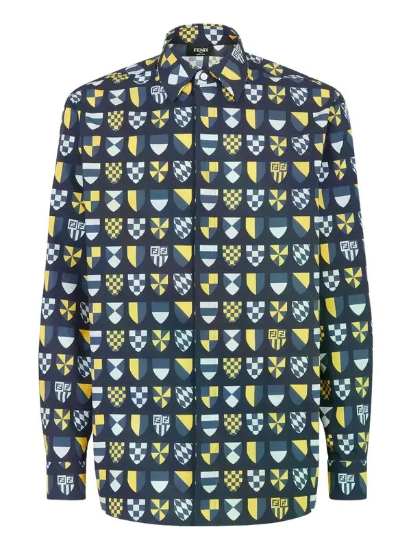 Fendi Crest-print Shirt - Blue