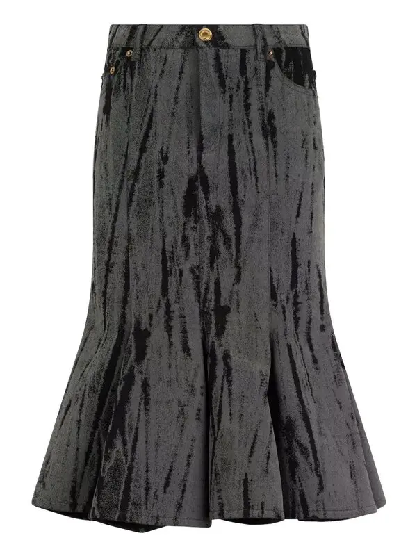 Roberto Cavalli Striated-effect Midi Skirt - Black