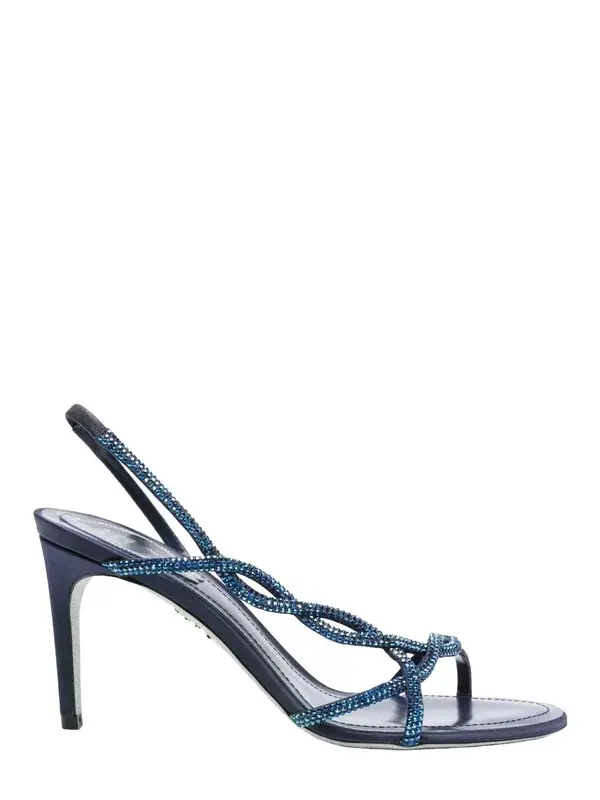 Rene Caovilla 80mm Braid Crystal-embellished Slingback Sandals - Blue