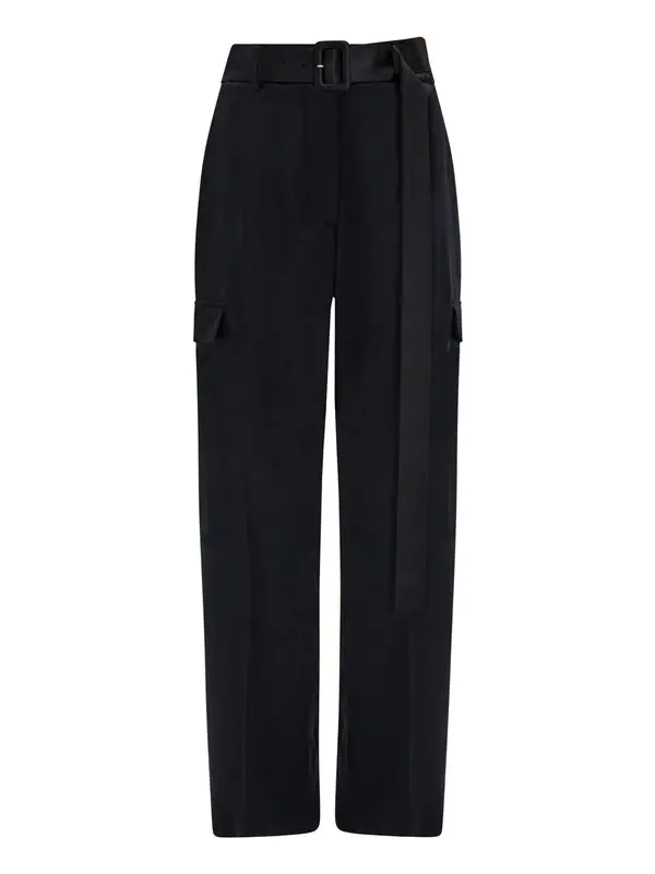 FERRAGAMO Satin Cargo Trousers - Black